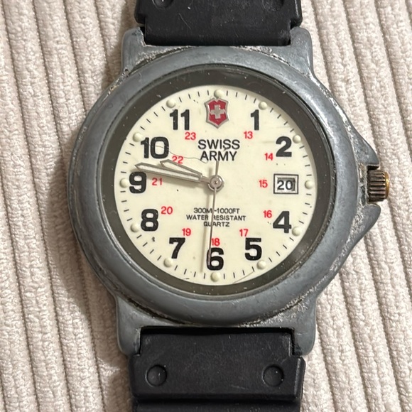 Swiss Army | Accessories | Vintage Swiss Army Quartz Army Watch 600 With Black Band | Poshmark